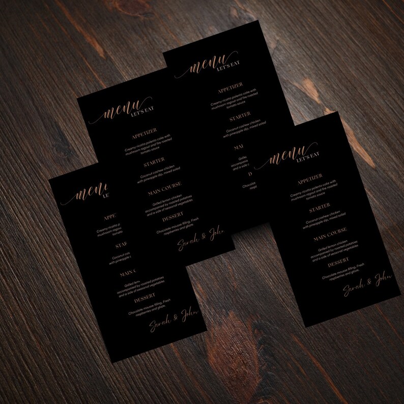 DIY Editable Tall Menu Wedding Dinner Card ,minimalist Table Menu Card ...