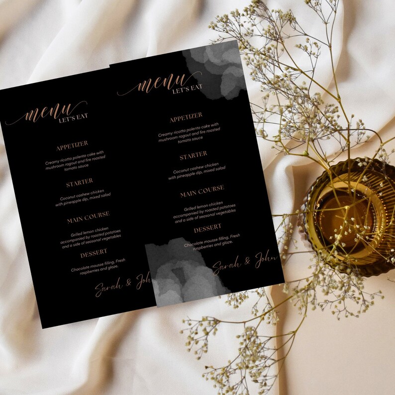 DIY Editable Tall Menu Wedding Dinner Card ,minimalist Table Menu Card ...