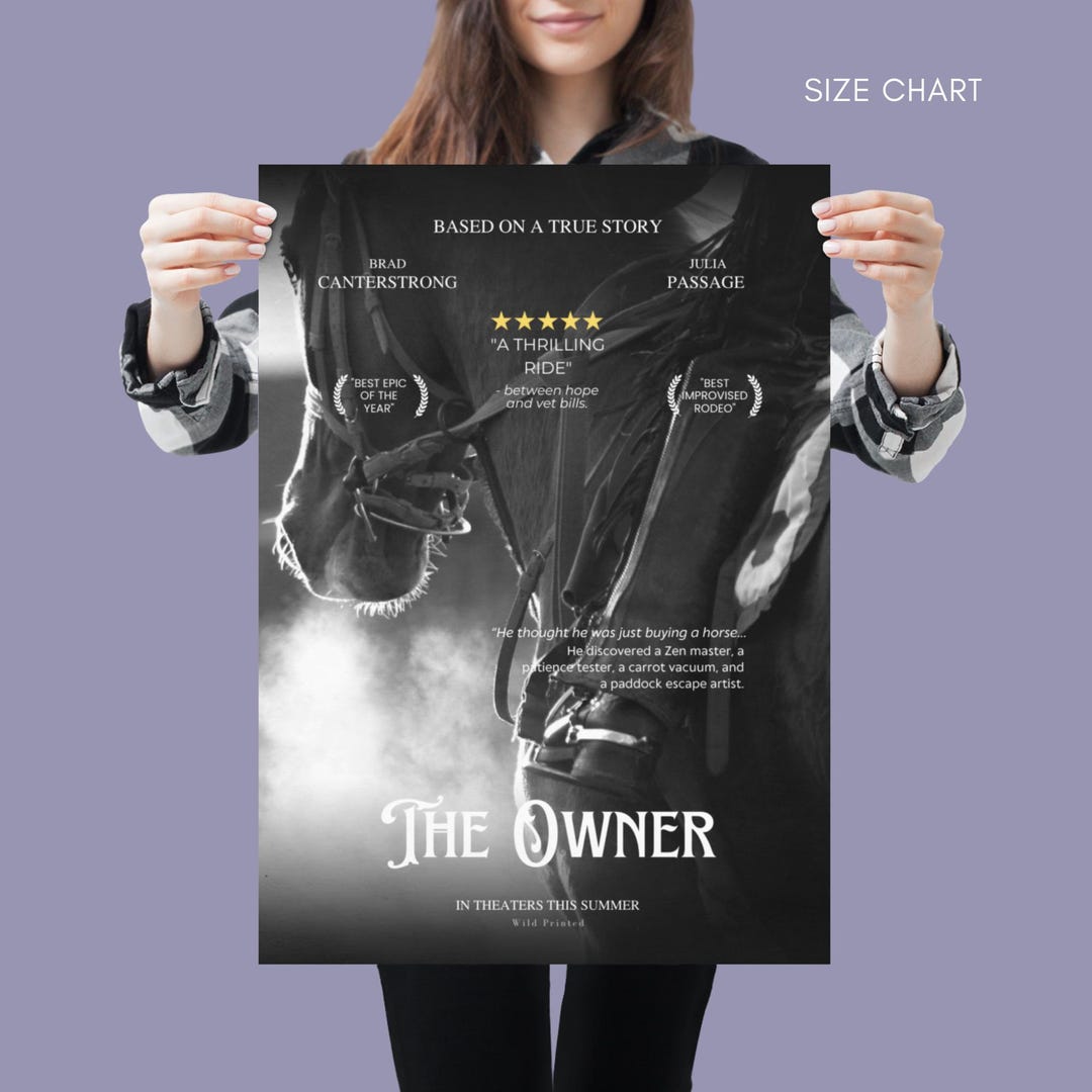 Funny Horse Movie Poster: the Owner Parody, Equestrian Wall Art ...