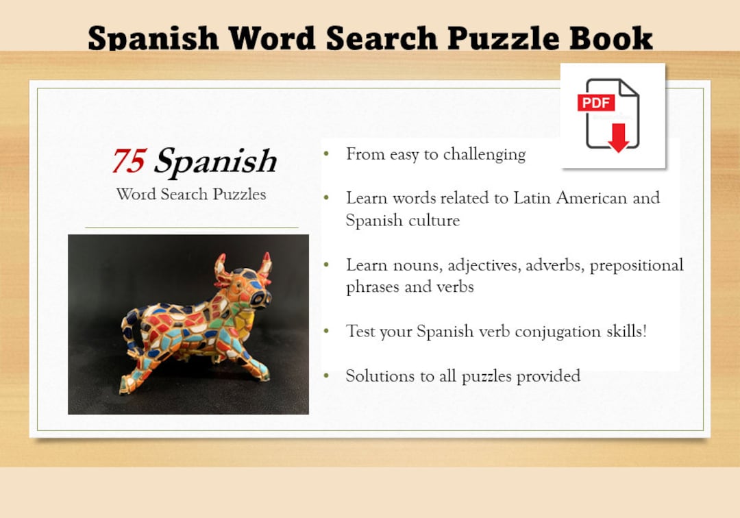 Spanish Word Search Puzzle Book - Etsy