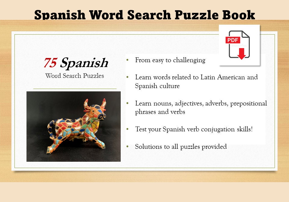 Spanish Word Search Puzzle Book - Etsy