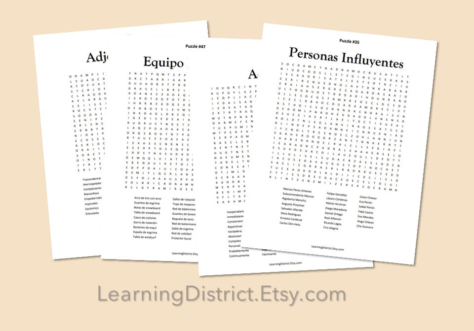 Spanish Word Search Puzzle Book - Etsy