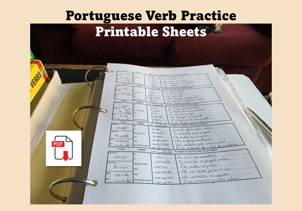 Portuguese Verb Practice Sheets - Etsy