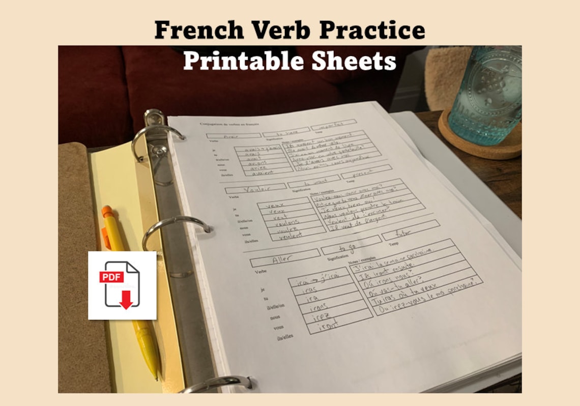 French Verb Practice Sheets, Download Printable PDF Pages, Language ...