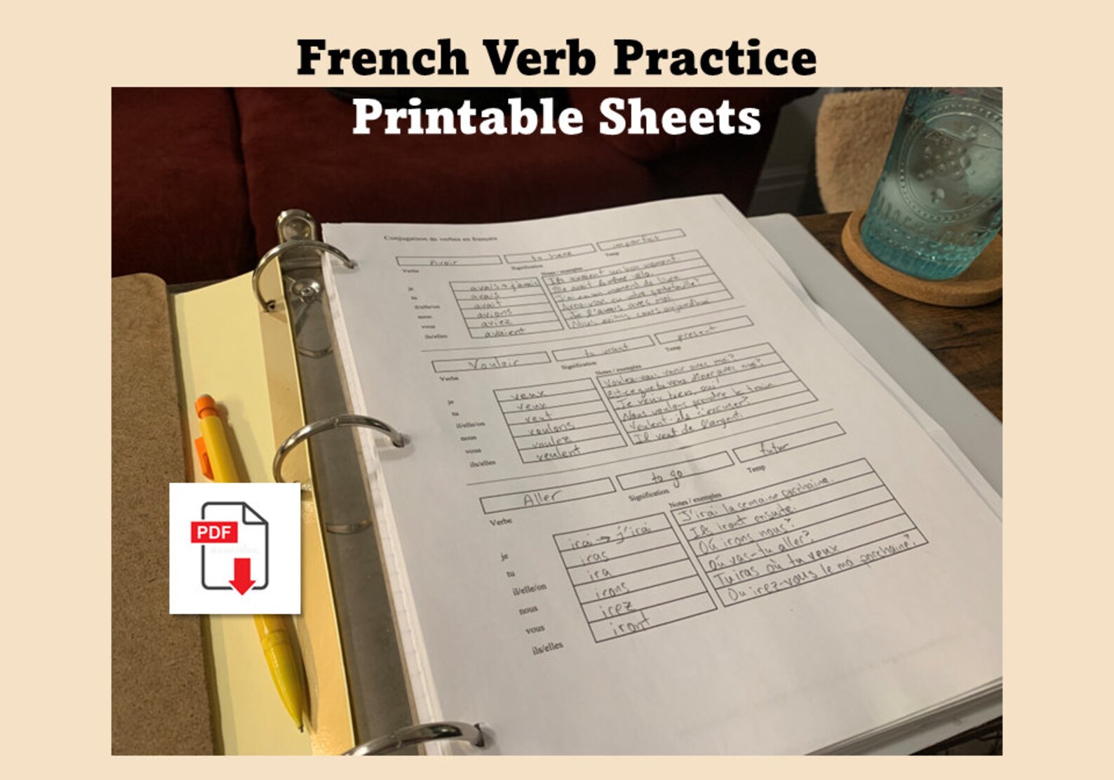 French Verb Practice Sheets, Download Printable PDF Pages, Language ...