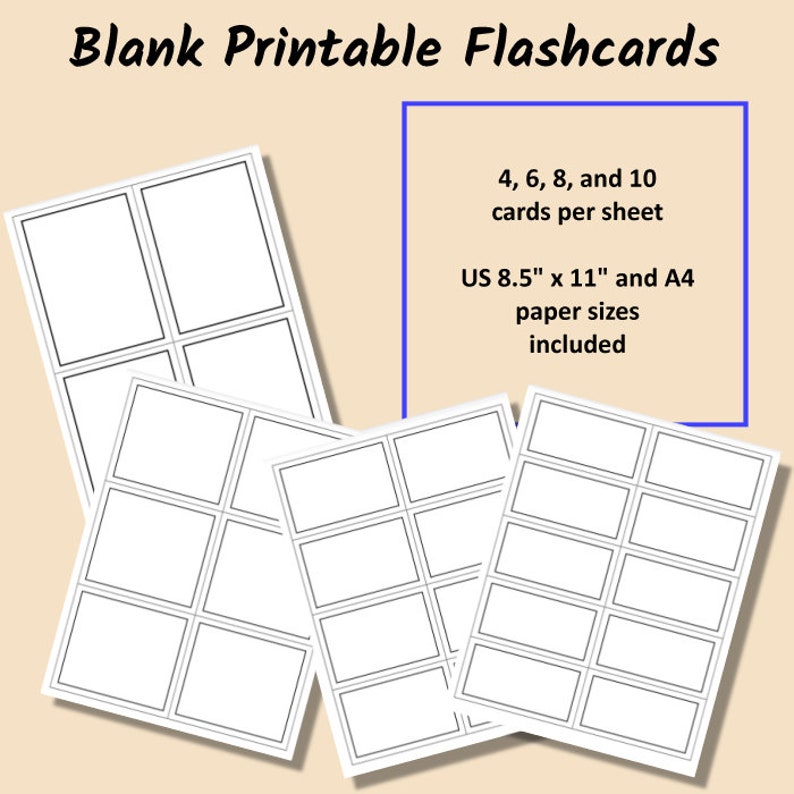 Blank Printable Flashcards - Etsy