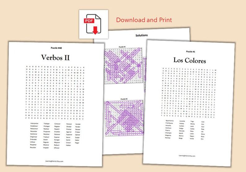 Spanish Word Search Puzzle Book - Etsy