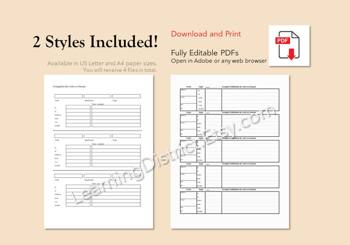 French Verb Practice Sheets, Download Printable PDF Pages, Language ...