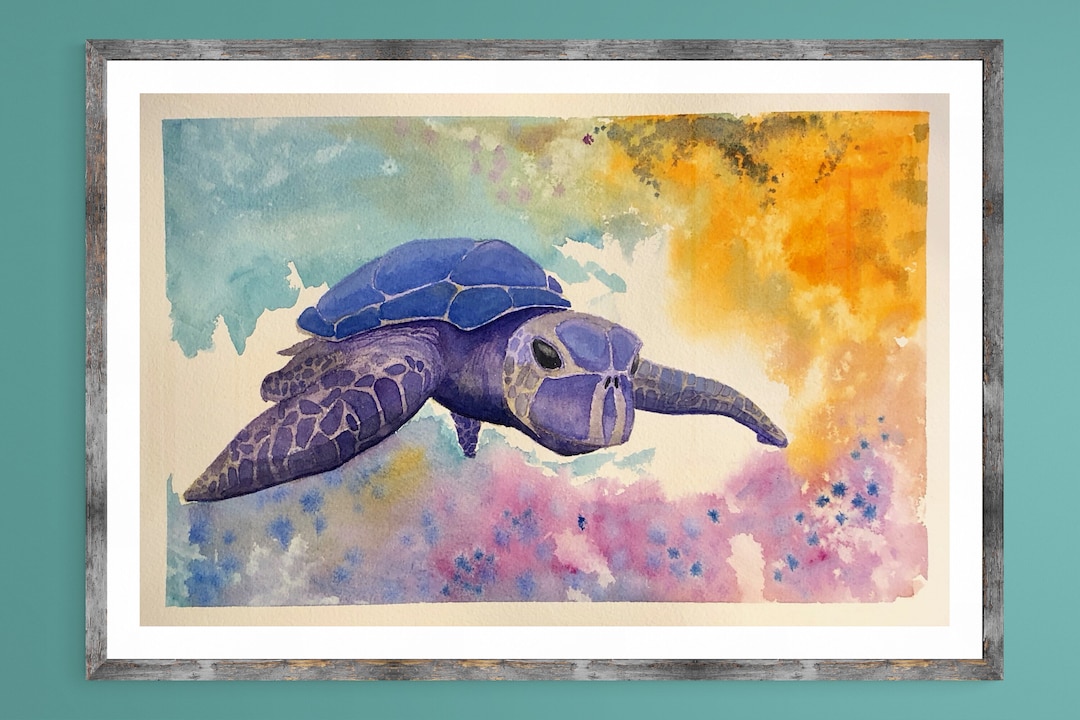 Abstract Sea Turtle Art Print – Original Watercolor Giclée of Tropical ...