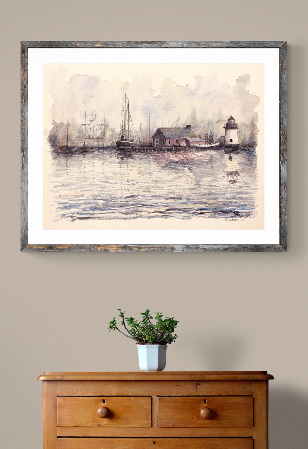 Mystic Seaport Watercolor Art Print: Connecticut Nautical Wall Decor - Etsy