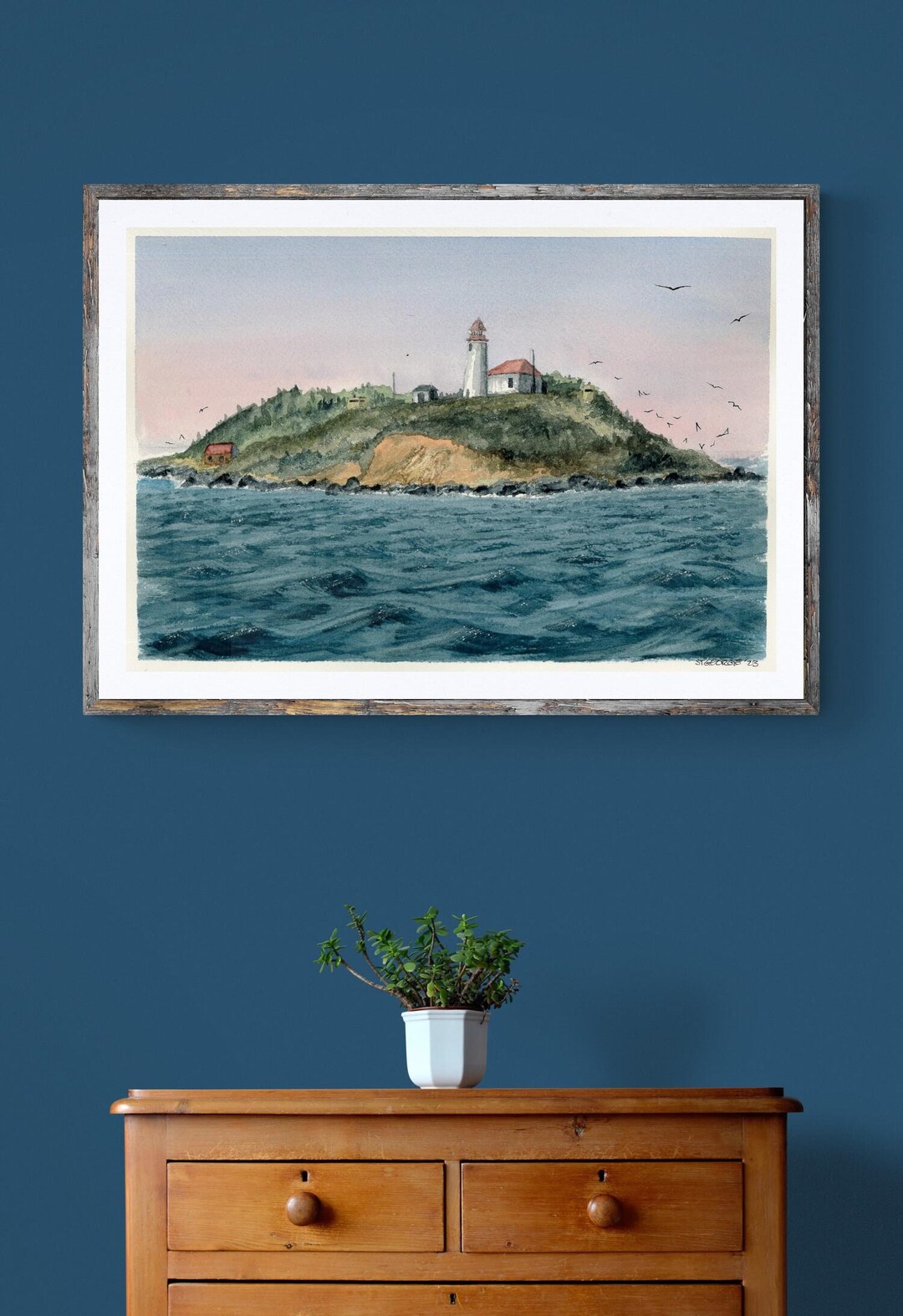 Faulkner's Island Lighthouse Art Print – Original Watercolor of Long ...