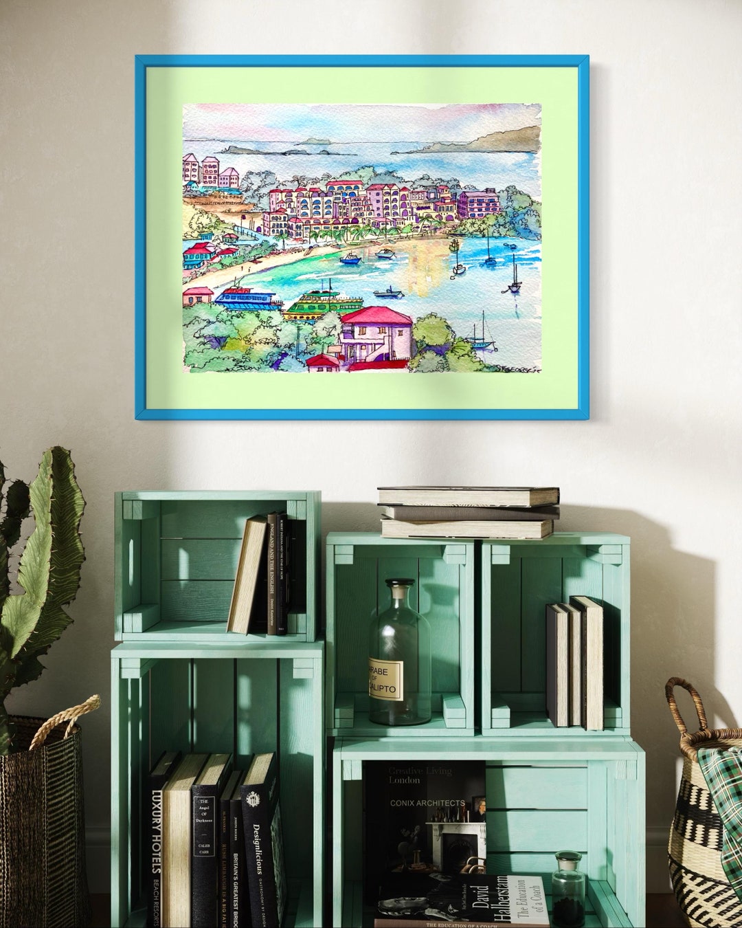 Cruz Bay Watercolor Art Print: St. John, USVI Tropical Decor - Etsy