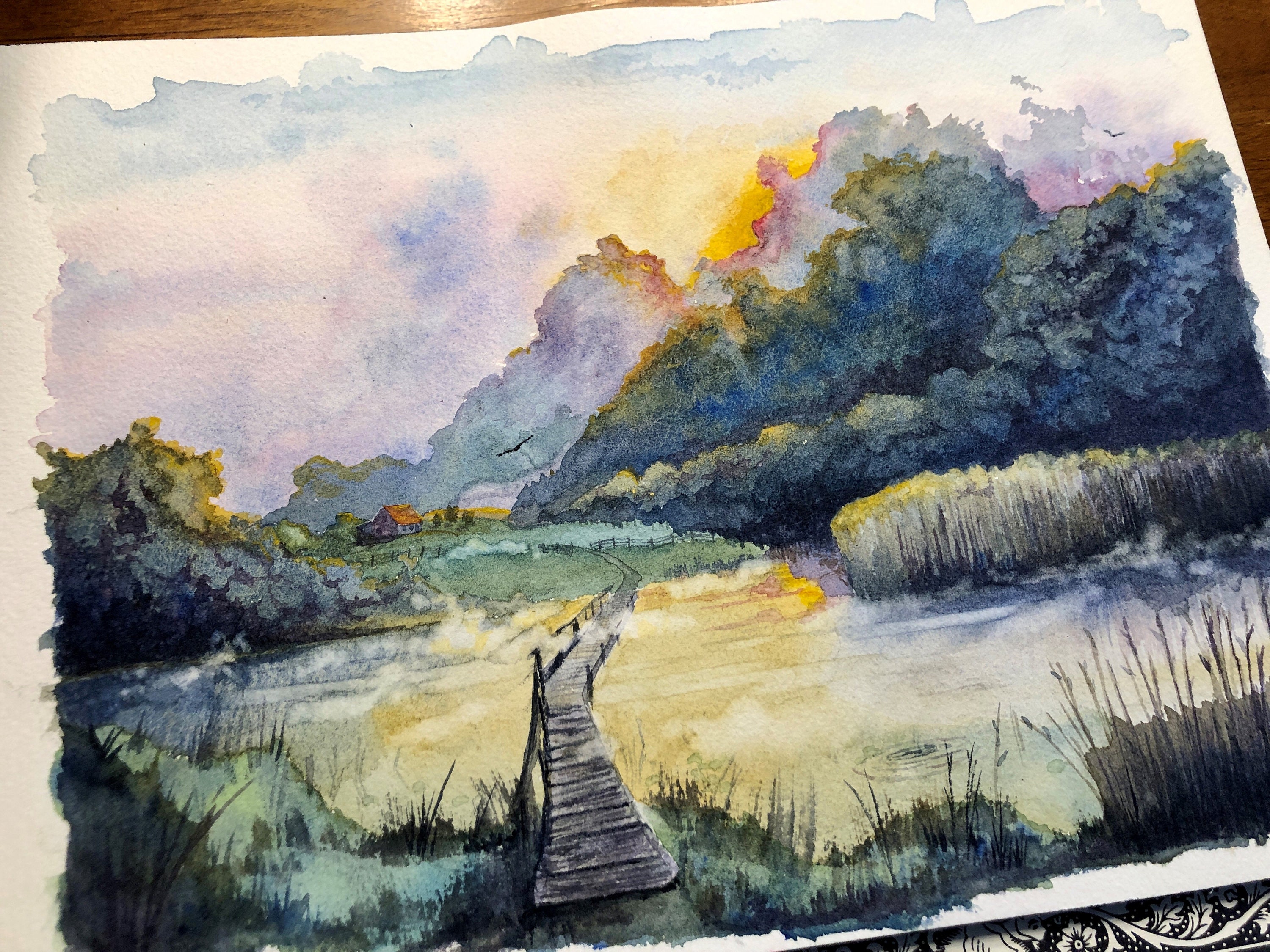 New England Farm Landscape in Spring Original Watercolor Giclée Prints ...