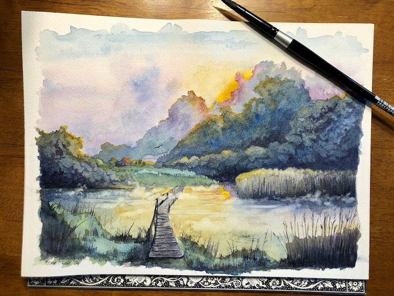 New England Farm Landscape in Spring Original Watercolor Giclée Prints ...