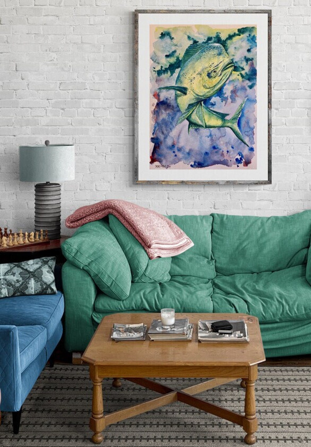 Abstract Mahi Mahi Portrait Original Watercolor Giclée Prints by Kyle ...