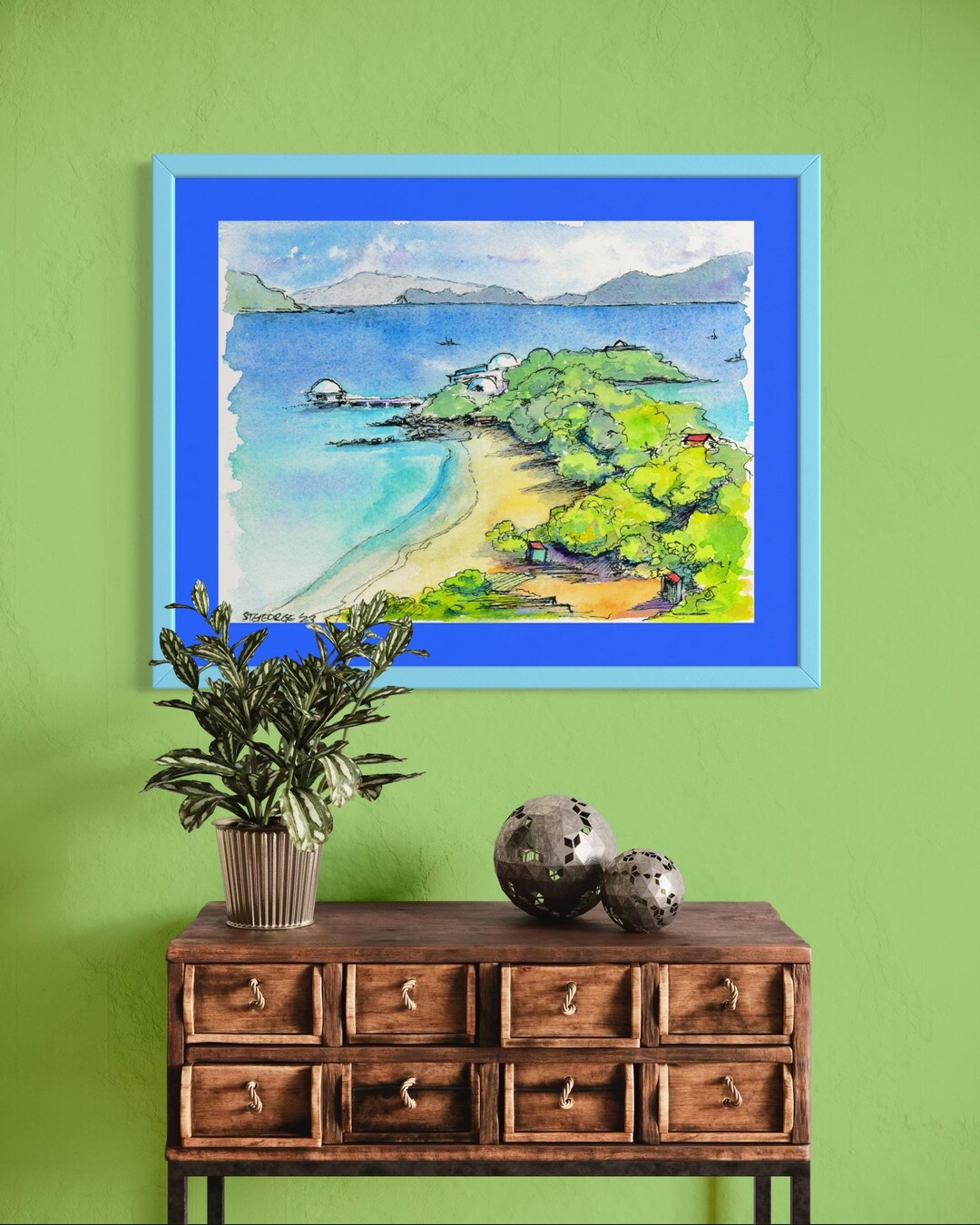 Coral World Coki Point Beach Art Print – Original Watercolor of St ...