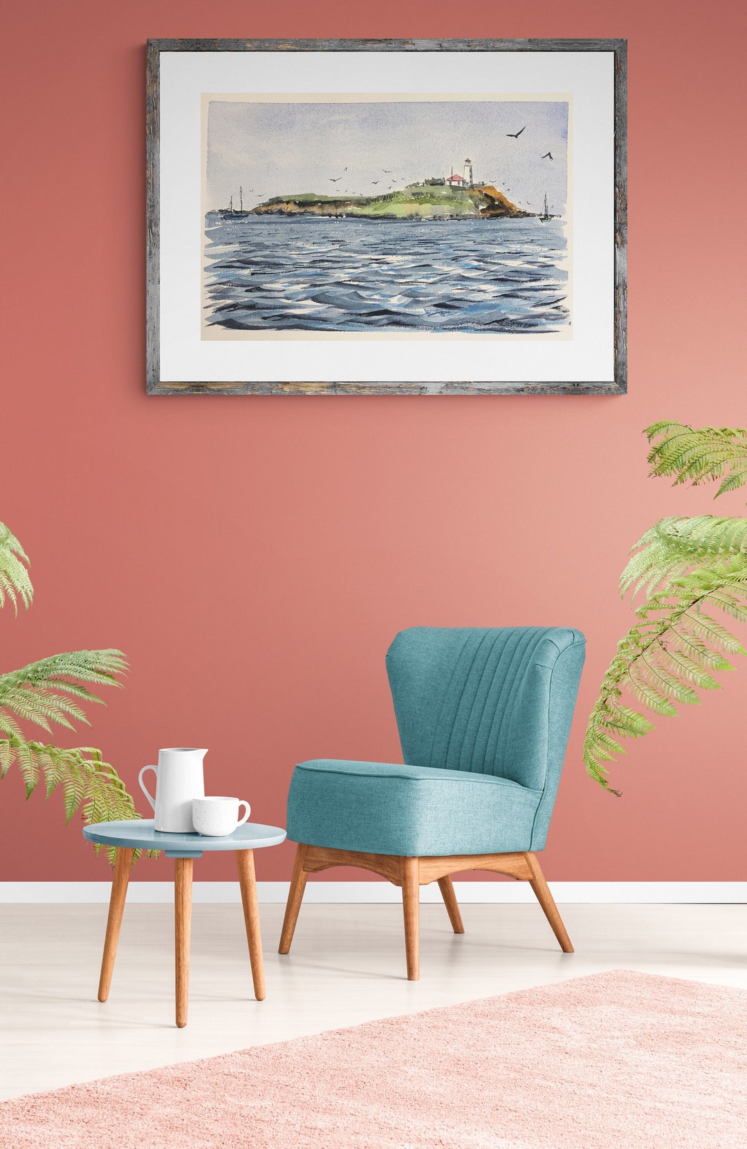 Faulkner's Island Lighthouse Art Print – Original Watercolor of Long ...