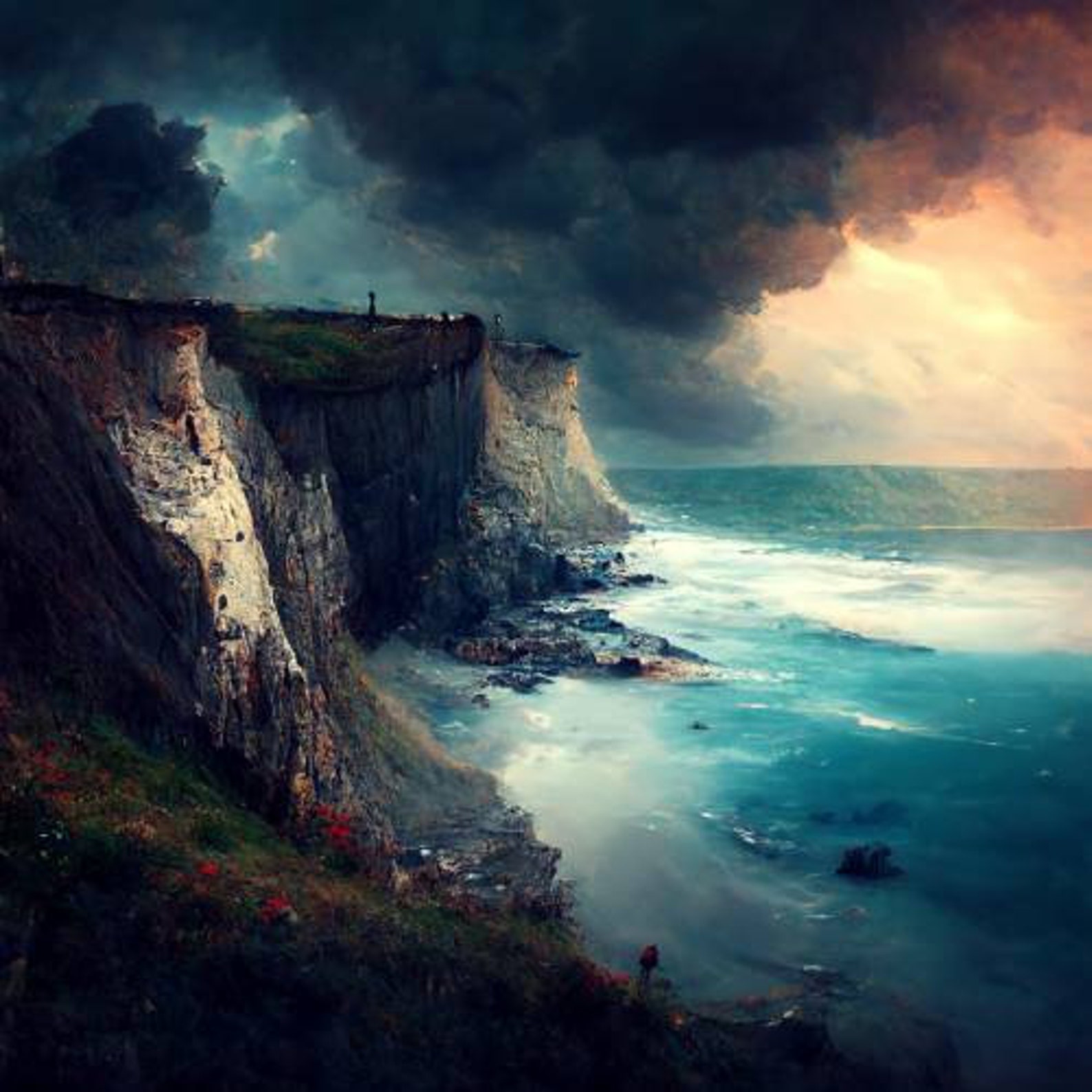 Coastal Emotion Printable Art, Stormy Seas, High Cliff Art - Etsy