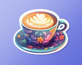 Latte Sticker Weatherproof Vinyl Sticker Kawaii Sticker - Etsy