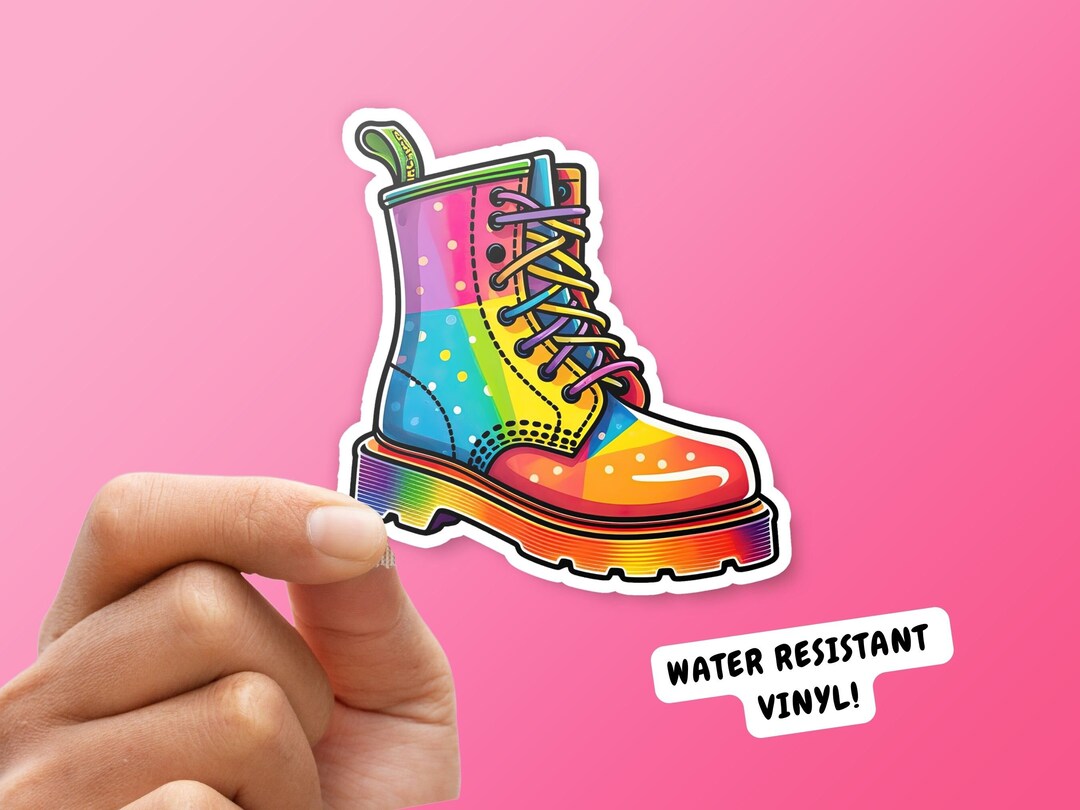 Rainbowcore Doc Marten-style Boot Sticker (kiss-cut Vinyl Decal), Cute ...