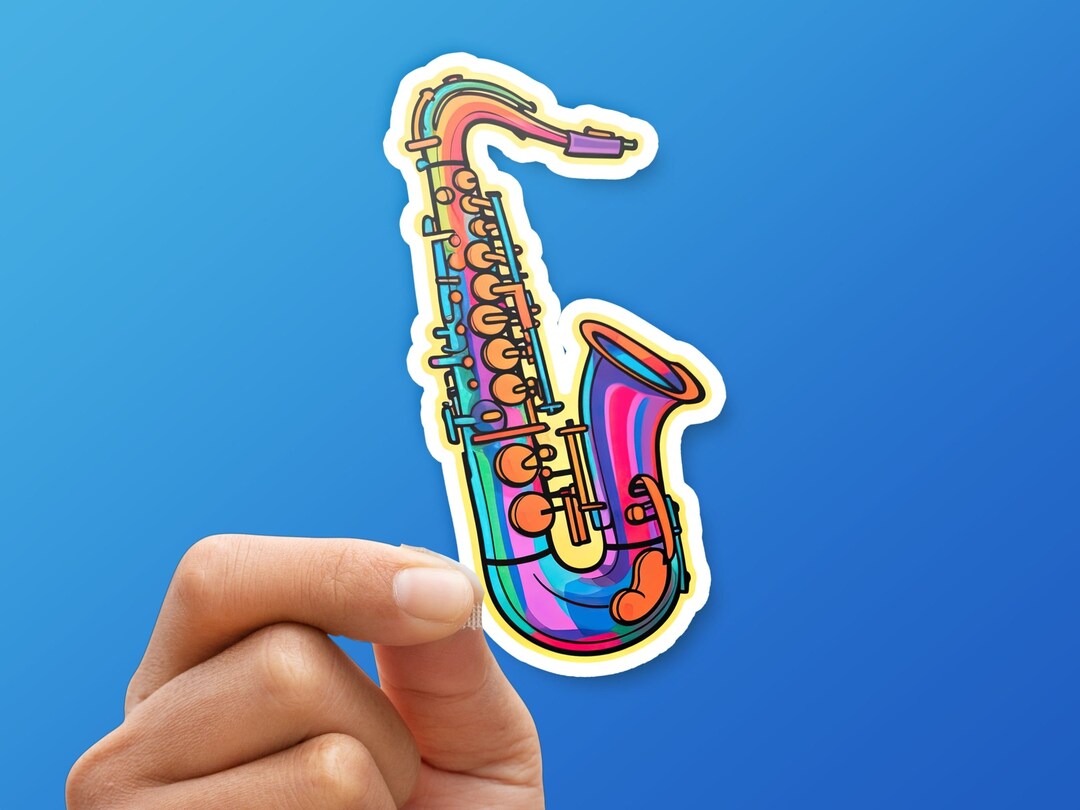 Colorful Saxophone Kiss-cut Vinyl Decal, Fun Saxophone Sticker ...