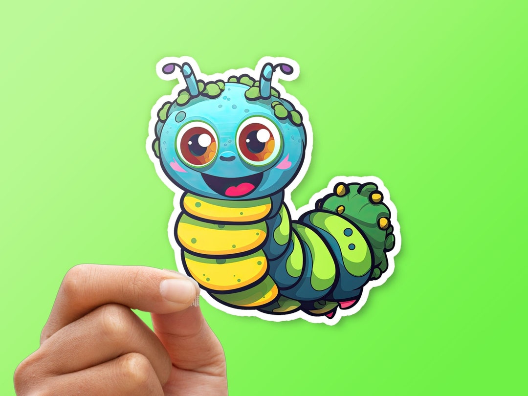 Cute Caterpillar Vinyl Sticker, Caterpillar Decal, Bug Stickers, Funny ...