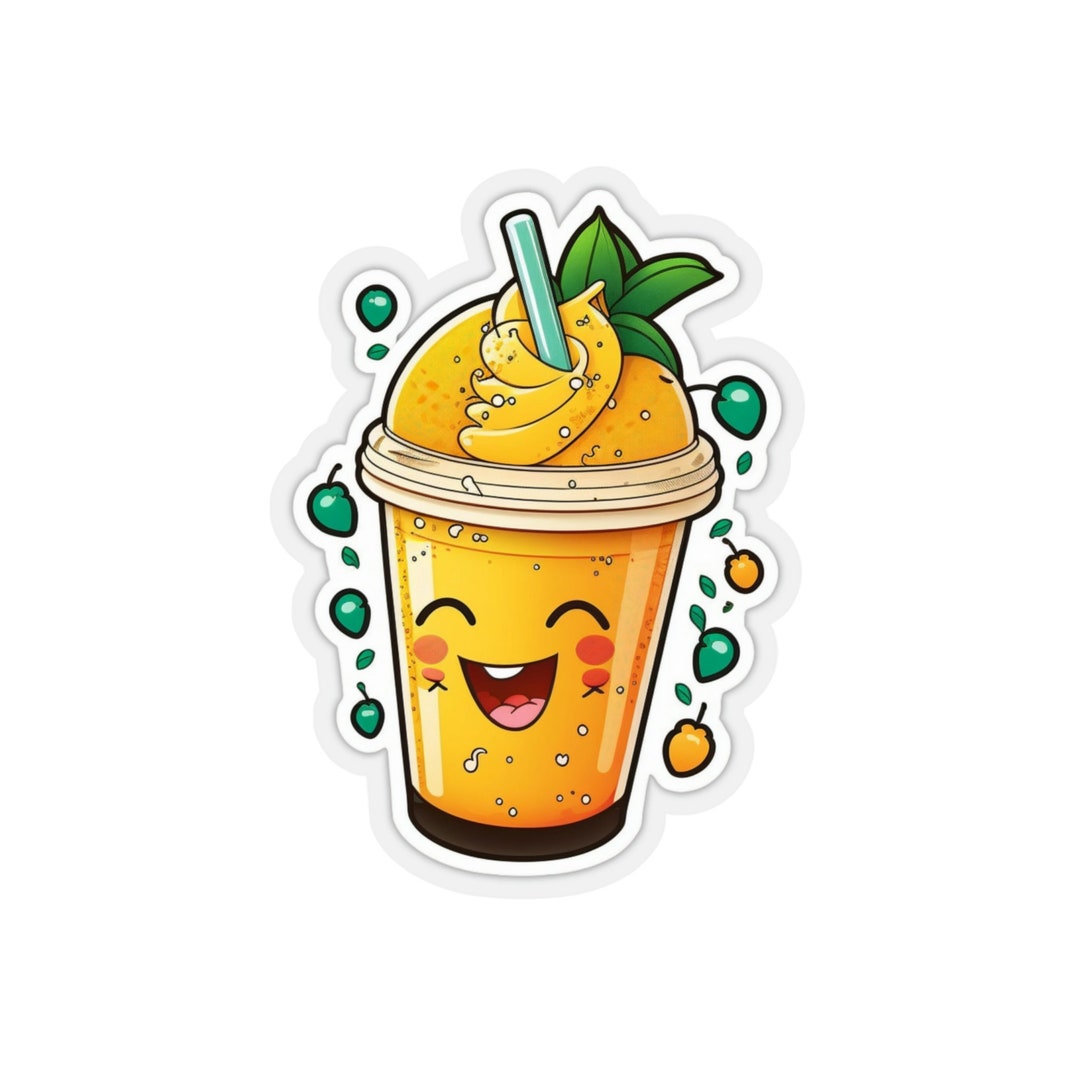 Happy Mango Smoothie Vinyl Sticker Fruit Smoothie Sticker - Etsy