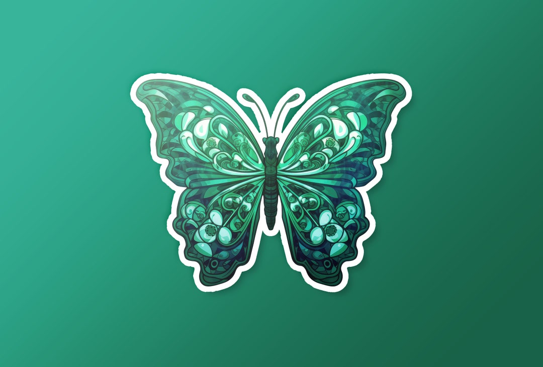 Emerald Green Butterfly Sticker Colorful Butterfly Vinyl Sticker ...