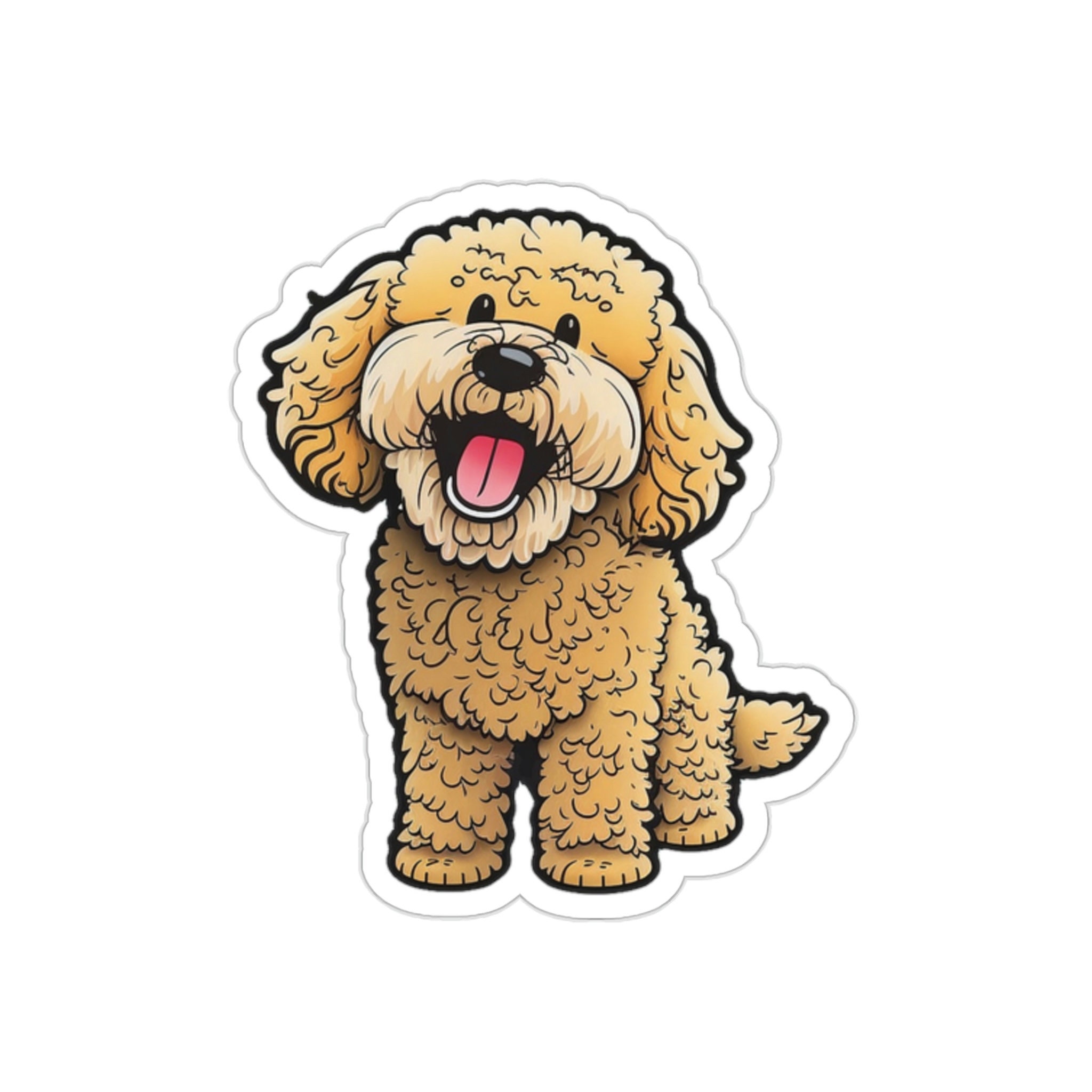 Cute Golden Doodle Vinyl Sticker, Dog Laptop Sticker, Puppy Art Pet ...