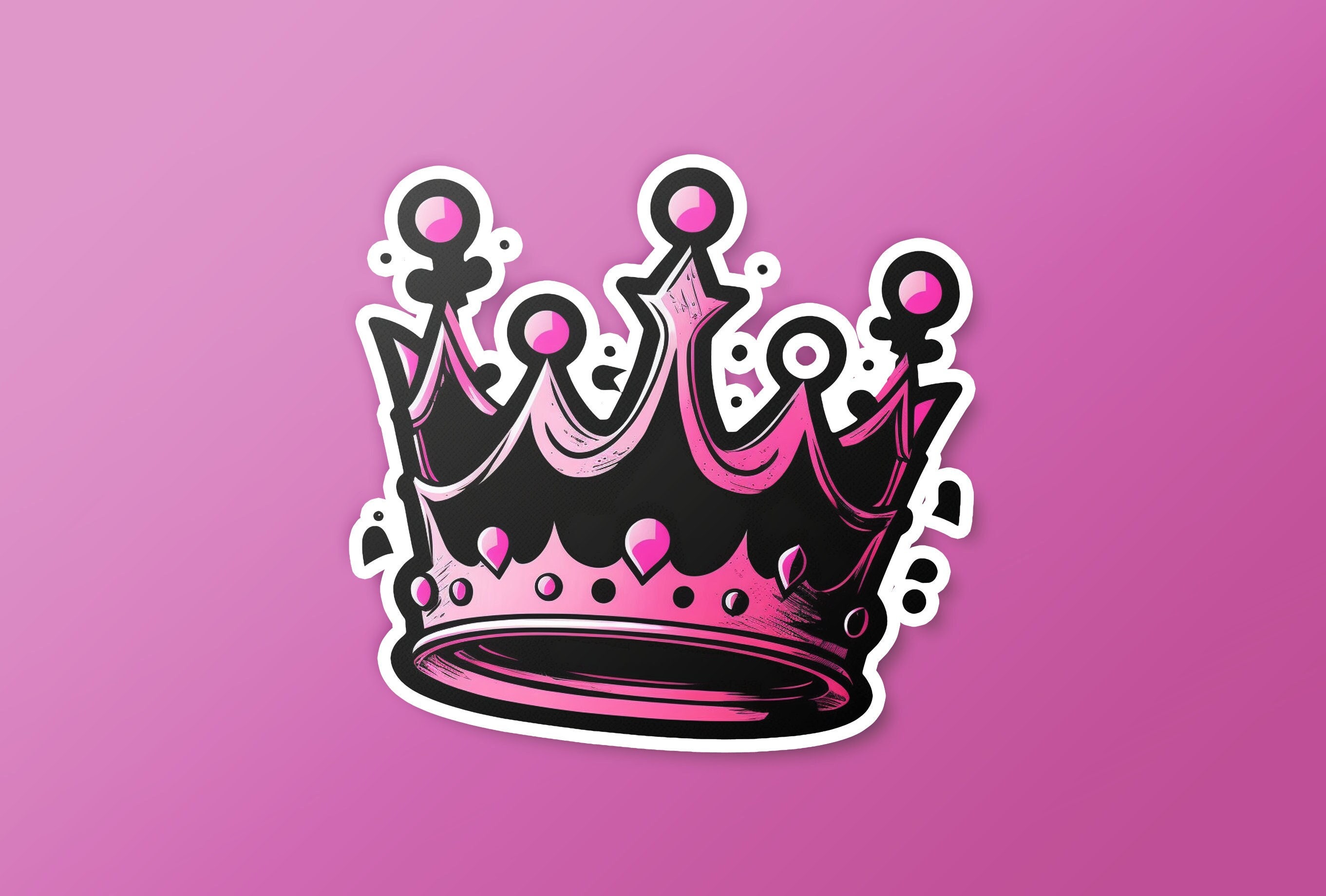 Pink and Black Crown Sticker, Vinyl Stickers,mini Crown Sticker,cute ...