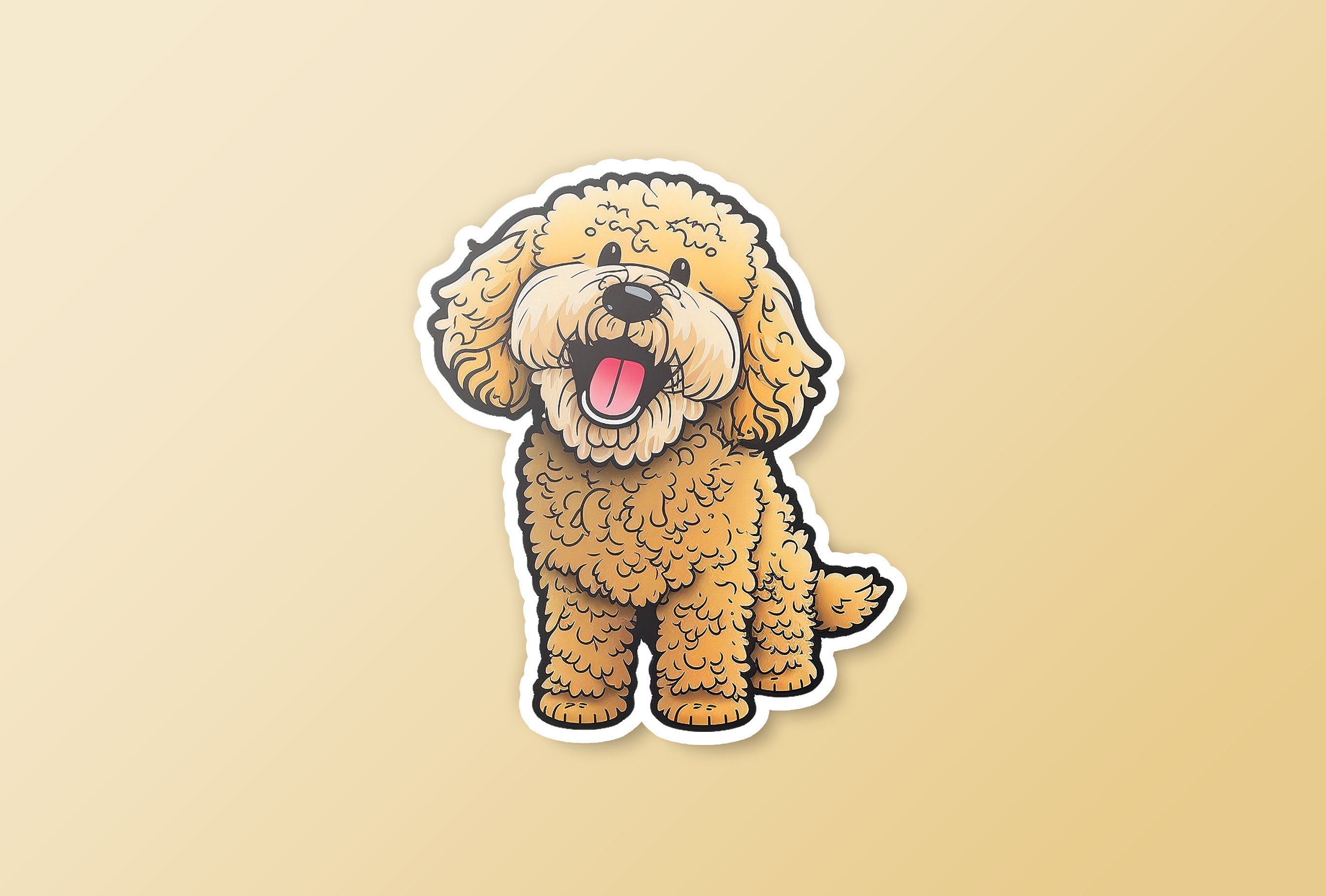 Cute Golden Doodle Vinyl Sticker, Dog Laptop Sticker, Puppy Art Pet ...