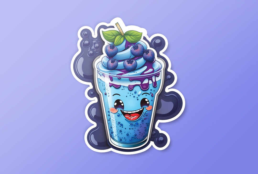 Cute Blueberry Smoothie Vinyl Kiss-cut Sticker,berry Smoothie Sticker ...