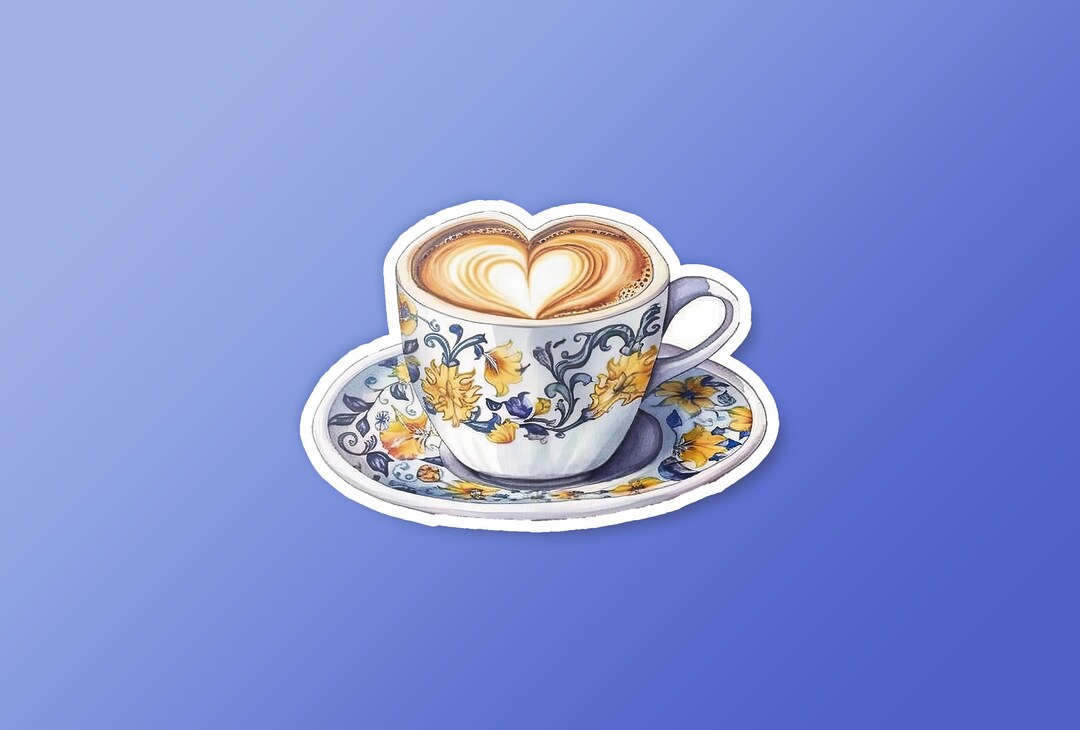 Cafe Latte Sticker, Cute Coffee Sticker Laptop Planner Journaling iPad ...