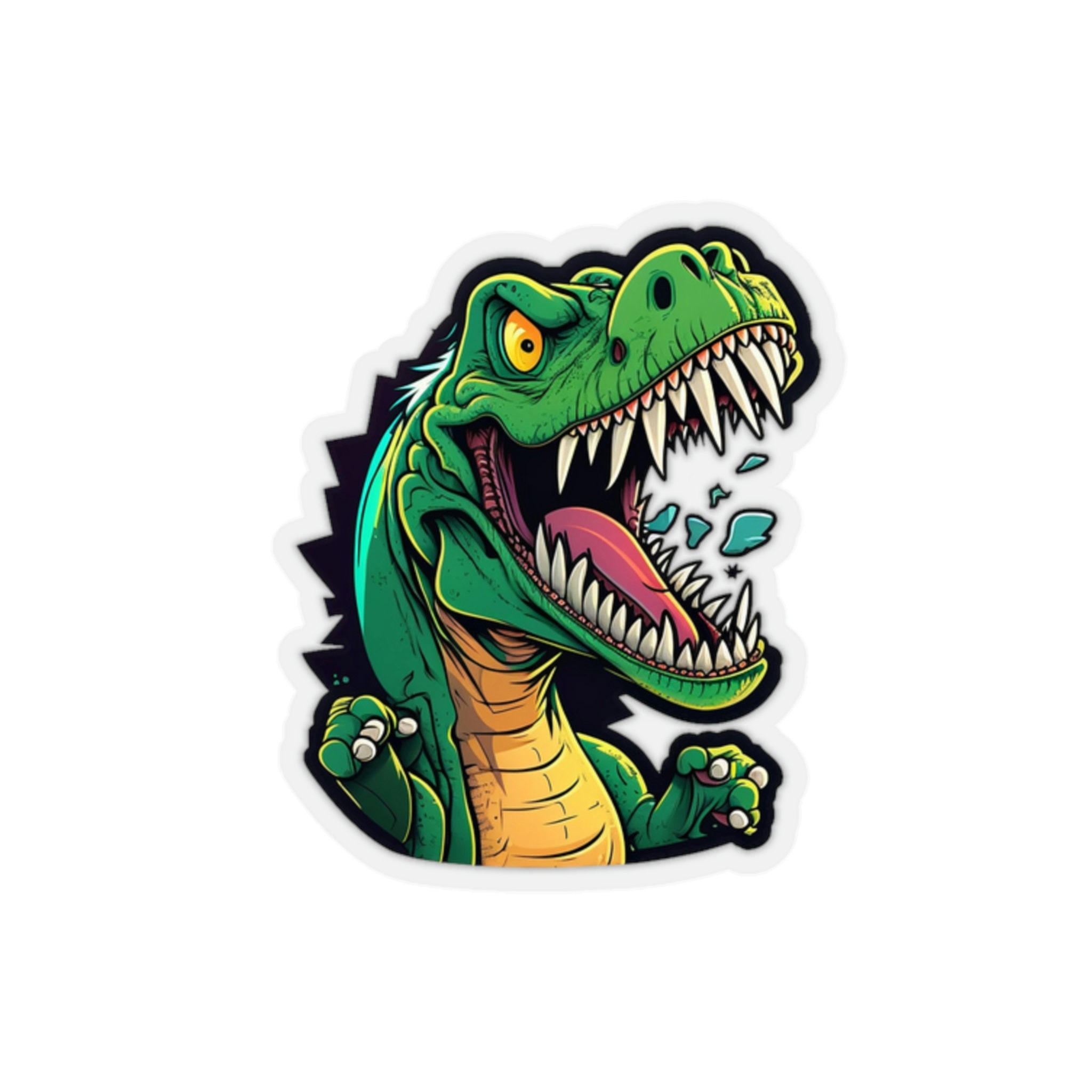 Green Dinosaur Cartoon Sticker, Vinyl Dinosaur Sticker, Mini Dinosaur ...