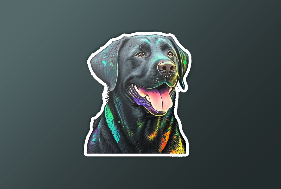 Cute Black Lab Sticker, Black Lab Decal Puppy Sticker Dog Art Sticker ...