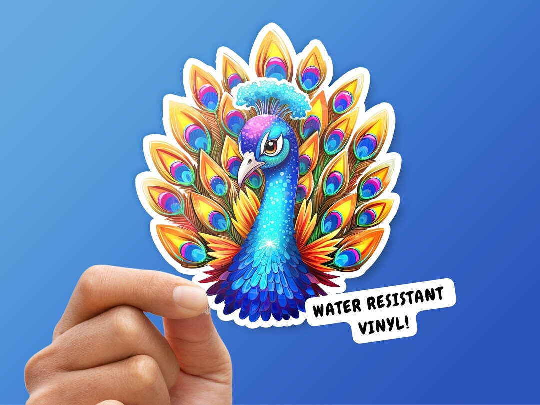 Peacock Sticker Kiss Cut Vinyl Decal Cute Colorful Peacock Sticker For Water Bottle Laptop Bird