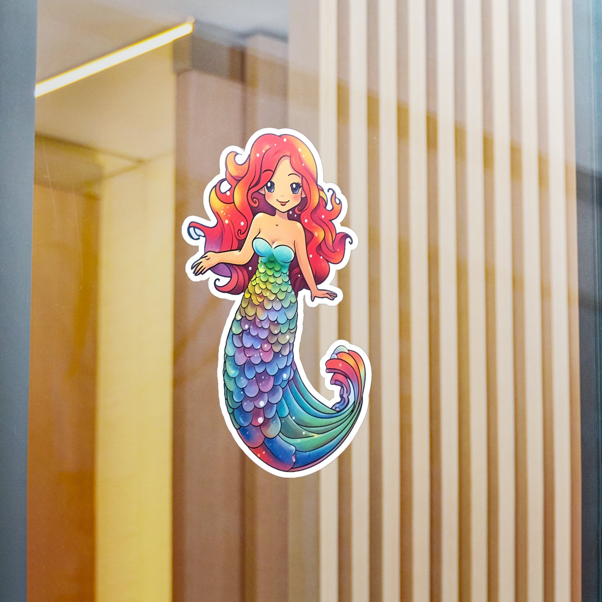 Mermaid Kiss-cut Vinyl Decal Cute Mermaid Decal Happy - Etsy