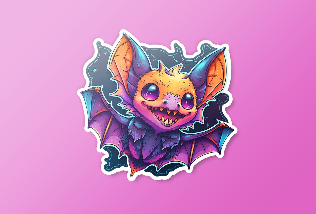 Cute Bat Vinyl Sticker,bat Laptop Sticker, Spooky Sticker,bat Halloween ...