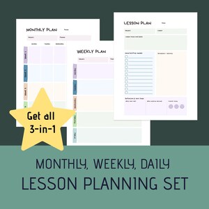 Monthly, Weekly & Daily Lesson Plan Template Set - Digital and Physical ...