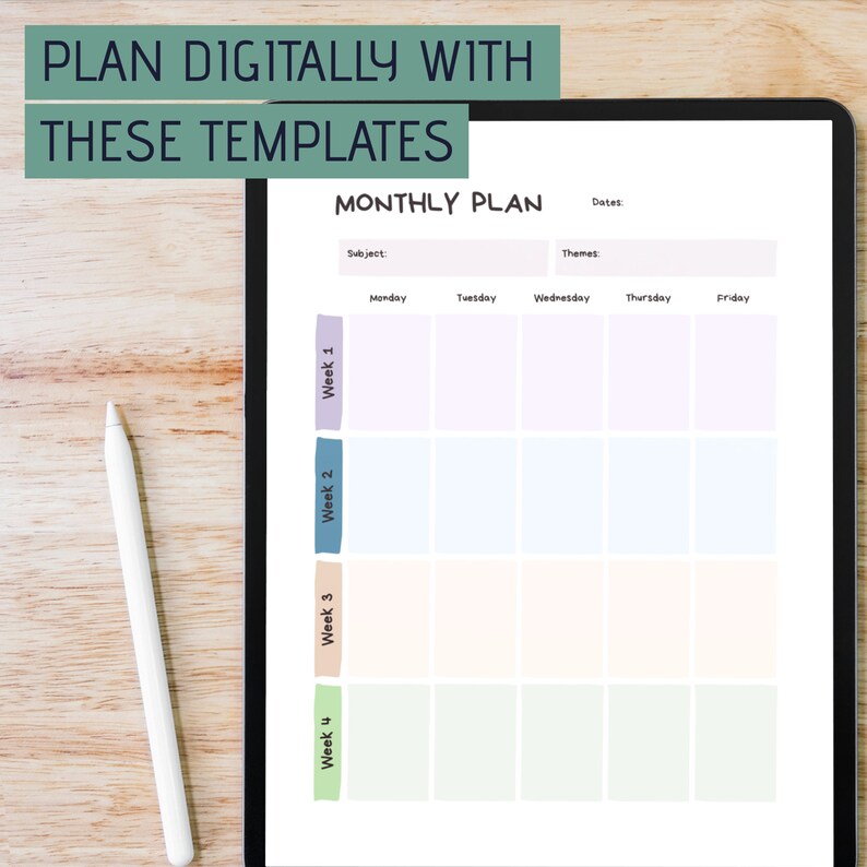 Monthly, Weekly & Daily Lesson Plan Template Set - Digital and Physical ...