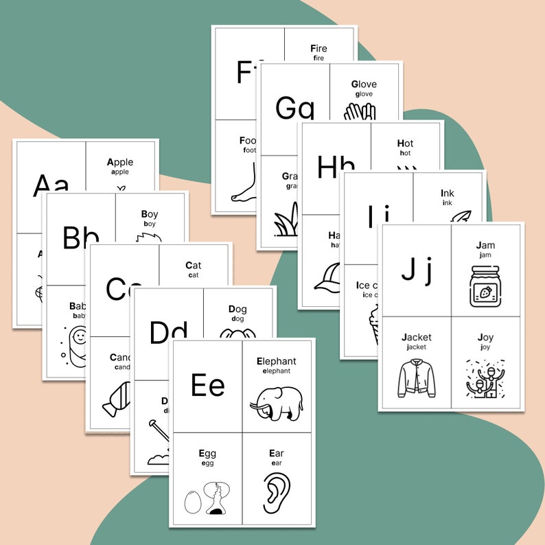 200+ B&W Printable Montessori Preschool Phonics Alphabet Cards for ...