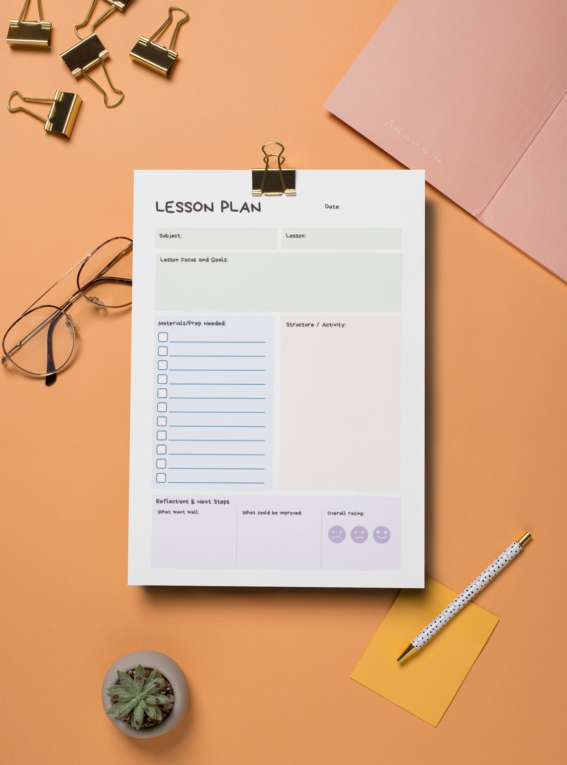 Printable Lesson Plan Template - Digital and Physical Use, for Teachers ...