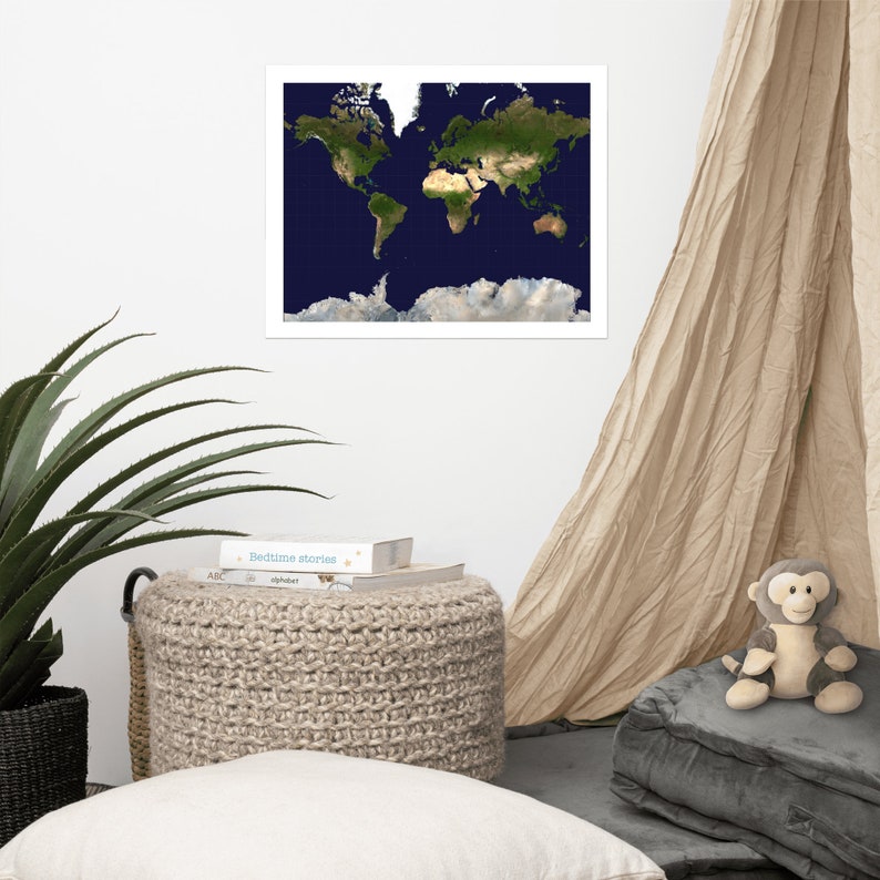 Modern World Map, Realistic World Wall Art, Wall Decor, Matte Poster - Etsy