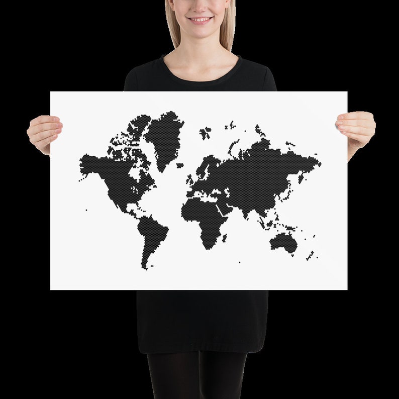 Modern World Map, World Wall Art, Wall Decor, Matte Poster Active - Etsy