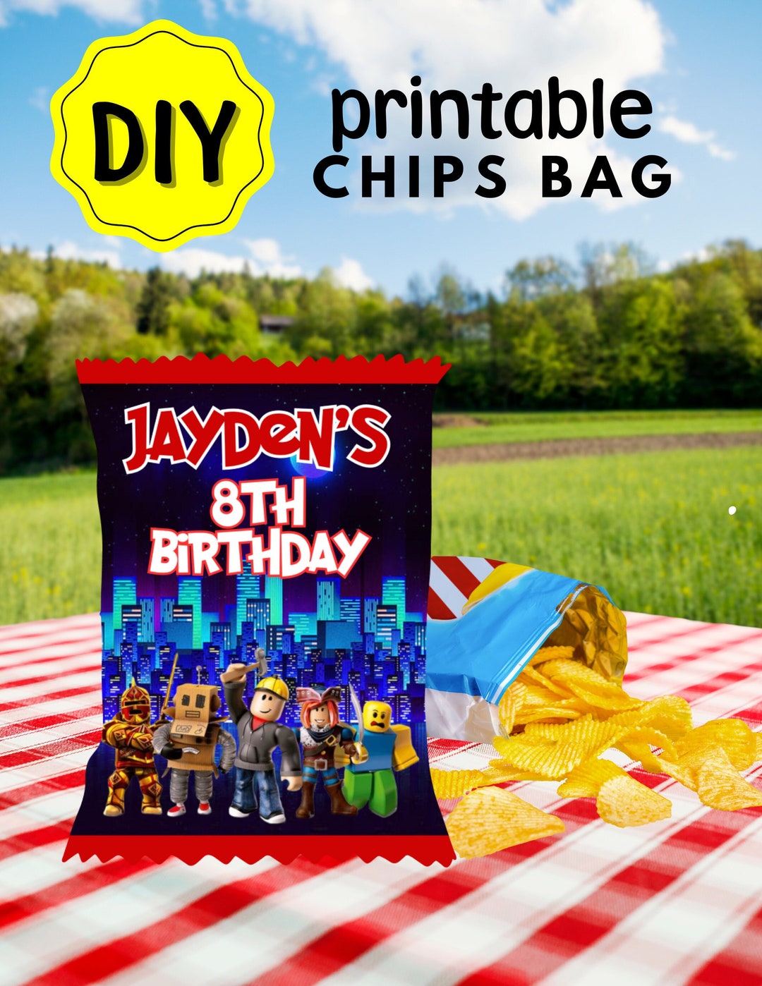 Chips Bag Template, Free Customize, Printable File, Digital Download ...