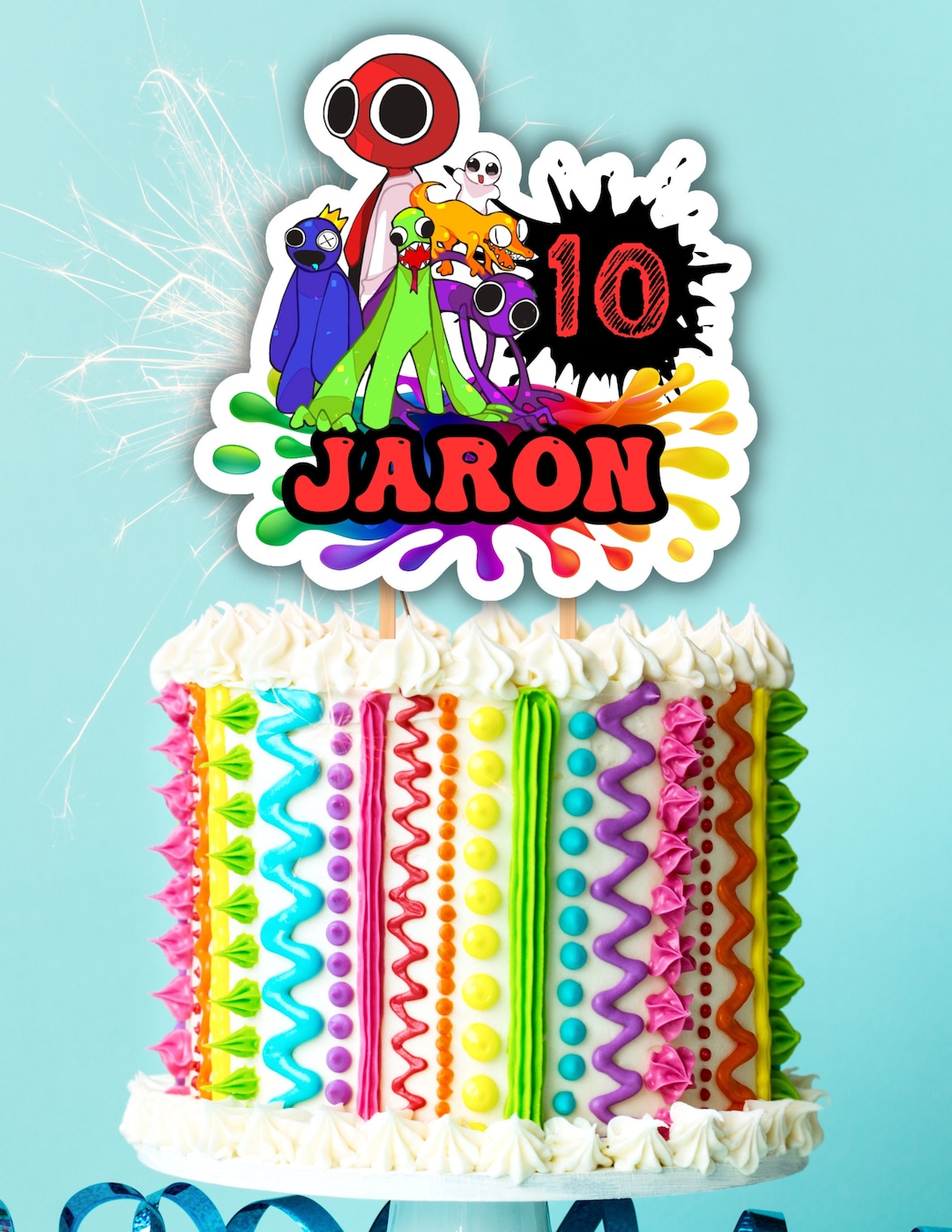 Rainbow Friends Cake Topper, Rainbow Friends Toppers, With Free 12 Pcs ...