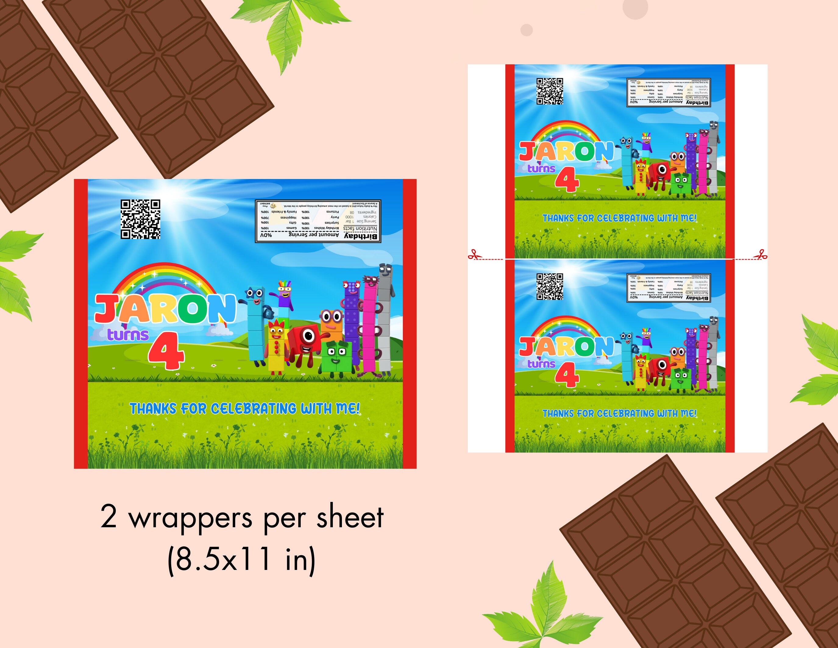 Numberblocks Chocolate Wrappers, Free Customize, Printable File ...