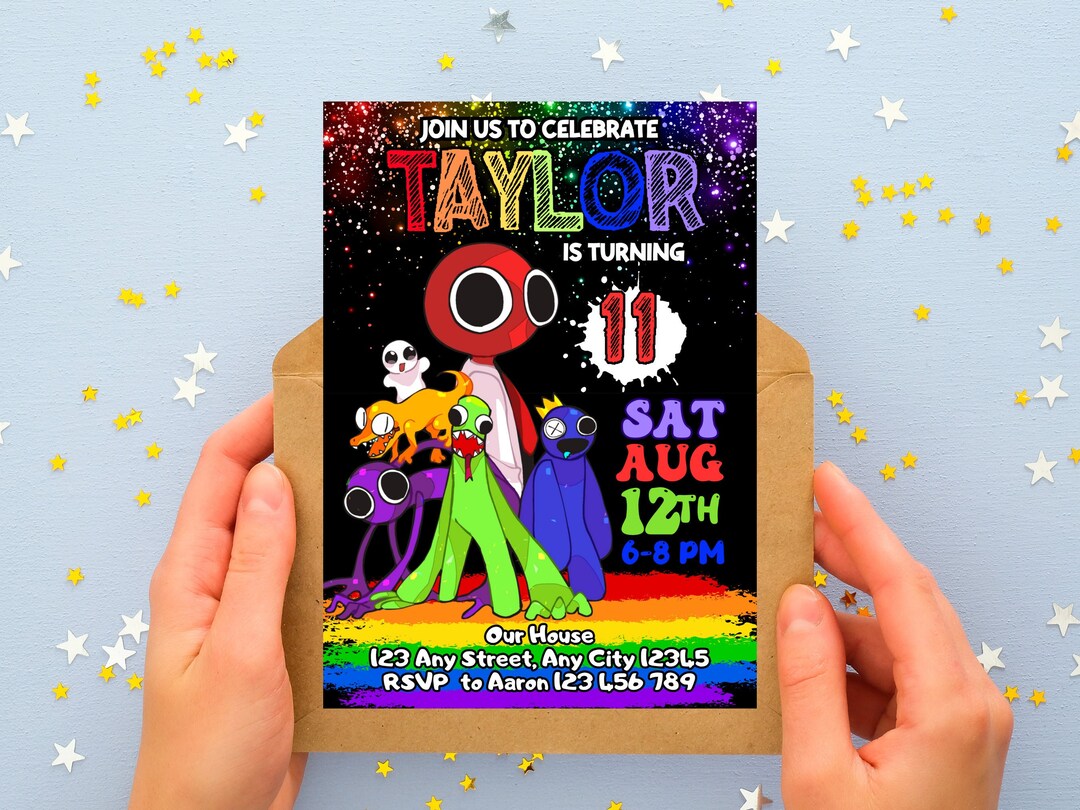 Rainbow Friends Birthday Invitation, Free Customization, Personalized ...