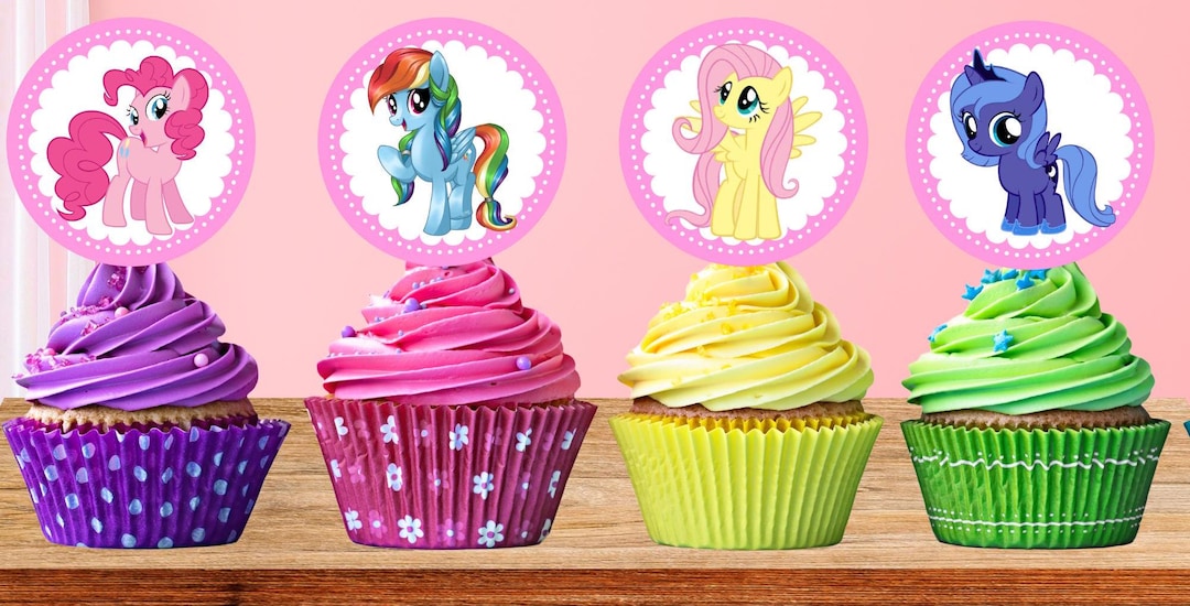 My Little Pony Cupcake Toppers, Digital Toppers, 12pcs Cupcake Toppers ...