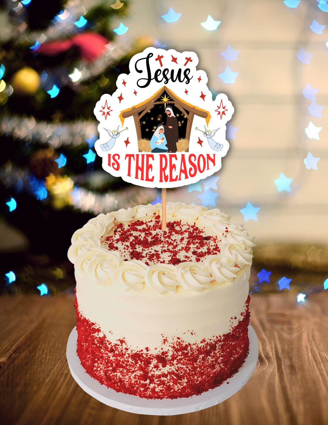 Topper de pastel de Navidad Jesús es la razón topper de - Etsy España